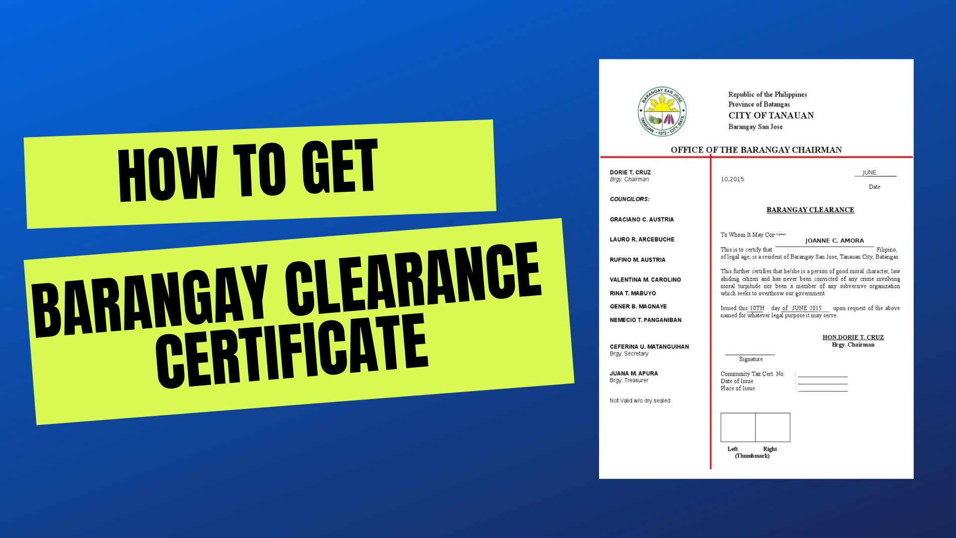 Barangay Clearance Certificate