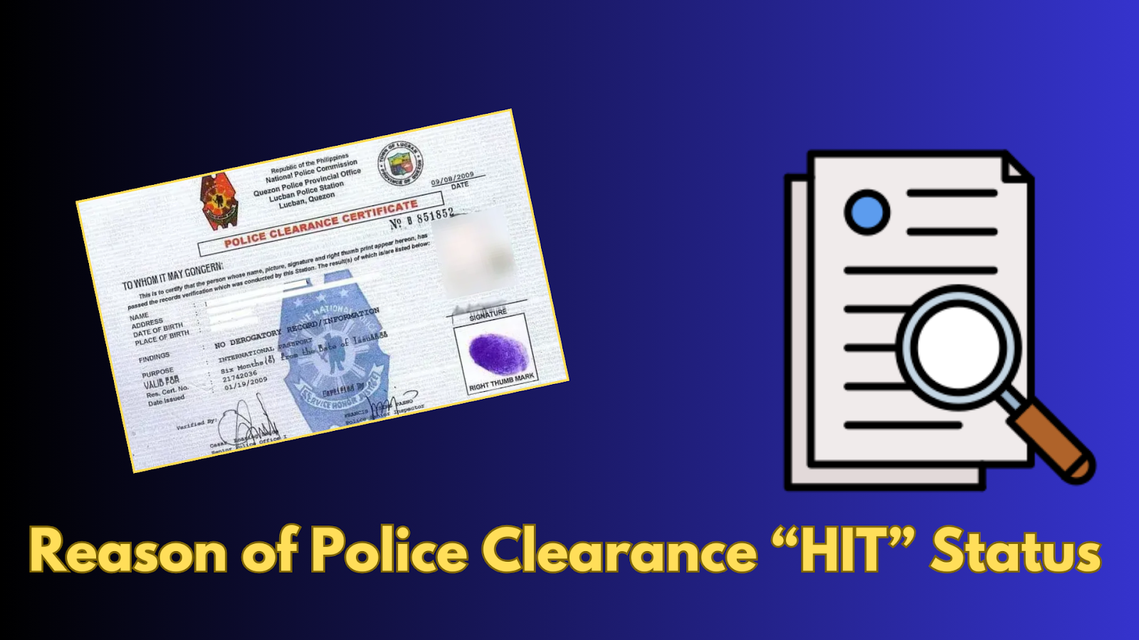 How to Resolve a Police Clearance HIT Status? - National Police Clearance